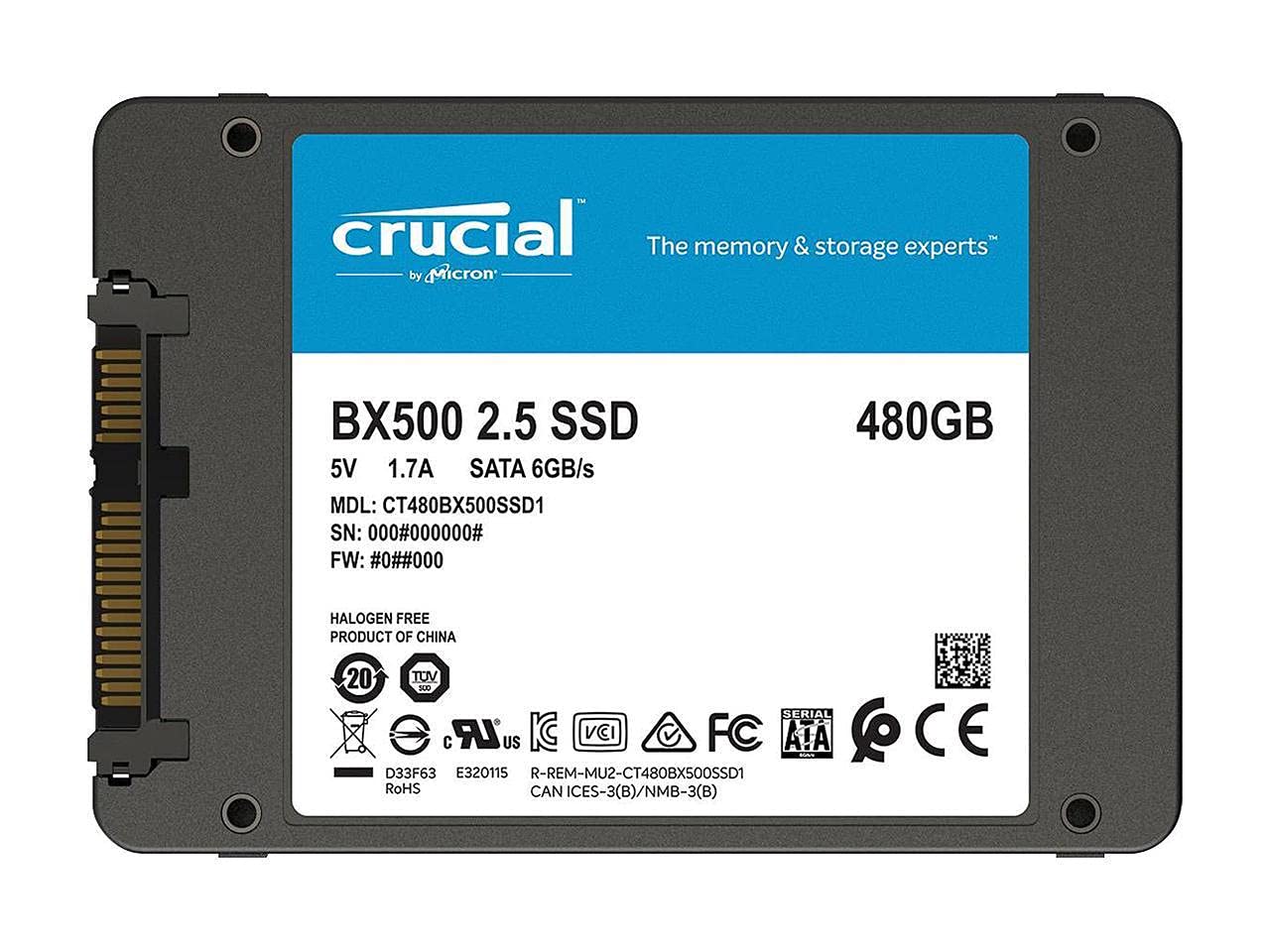 Crucial Bx500 480Gb Client Drive - 3D Nand Sata 2.5 Ssd