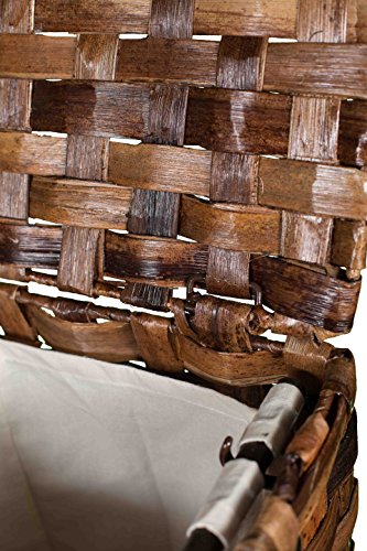 BIRDROCK HOME Abaca Divided Flat Weave Laundry Hamper with Bags - Hand Woven Clothes Basket - Sorter Hampers - Espresso