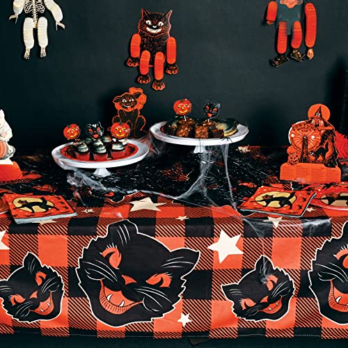 Beistle Fabric Black Cat Vintage Halloween Tablecover, 55β x 90.5β β Polyester Table Cloth, Rectangular Tablecloth, Holiday Tablecloth, Halloween Fabric Tablecloth, Halloween Decorations