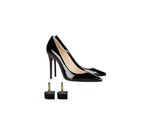 6 Pairs Black Durable U-Shape Heel Tips Replacement High Heel Caps Protectors Shoe Repair Tip Taps Shoes Dowels Lifts Replacement for Women Non-Slip (9mm, Thin Pins-2.4mm)
