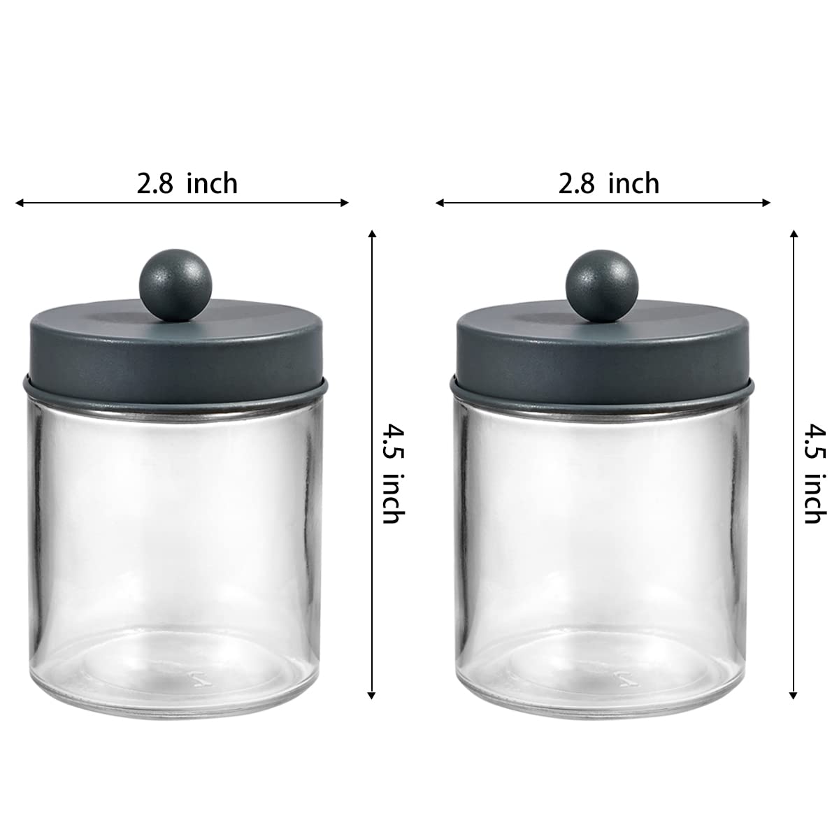 6 Pc Grey Apothecary Jars Bathroom Storage Organizer Bundle with 1 Pack 11 Inches Clear Lazy Susan Rotating Turntable Food Storage Container for Cabinets, Pantry, Fridge, Countertops,Vanity