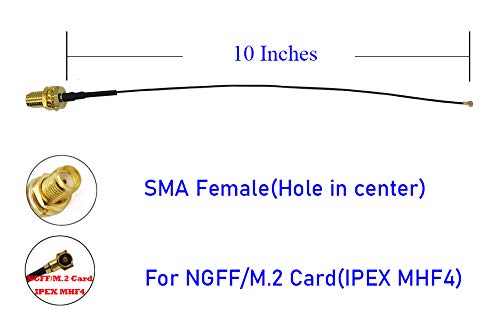 Tenmory U.FL to SMA M.2 NGFF UFL to SMA-Female MHF4 IPX4 IPEX4 Ipex Connector Pigtail Antenna Extension Cable (10 inch (2 Pcs))