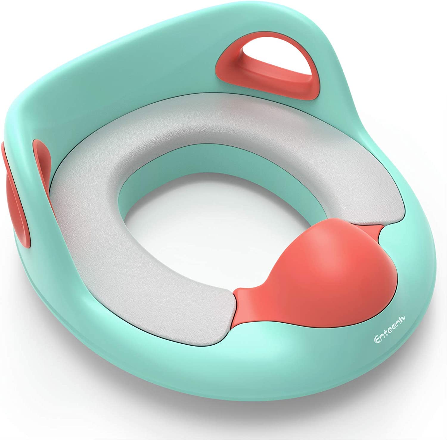 Potty Training Seat for Kids, Enteenly Toddler Toilet Seat for Boys Girls with 3.54in Higher Splash Guard, Sturdy (up to 165lb) Kid Toilet Trainer Ring, Suitable for 1-8 Age Kids, Green-Red