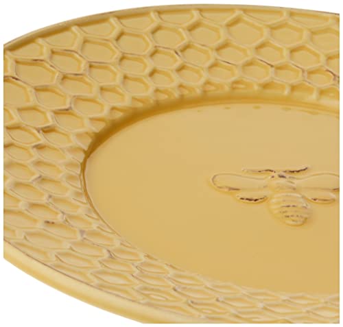 Boston International Embossed Stoneware Plate, 8-Inch Diameter, Honeycomb