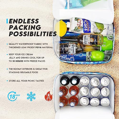 OEELINN -Large Soft Insulated Cooler Bag, Portable Collapsible, Waterproof, Lightweight, with Padded Shoulder Strap for Picnic, Camping, Grocery Shopping, Travel