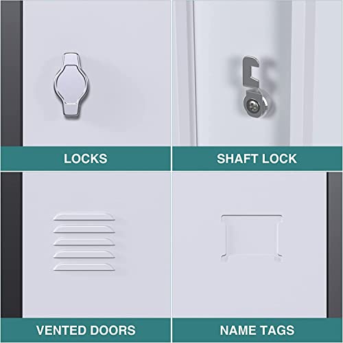 JAORD Metal Locker,3 Door Locker Storage Cabinet with Lock, 71" Steel Locker Organizer with Shelf for School,Home, Gym,Garage (3 Door Gray)