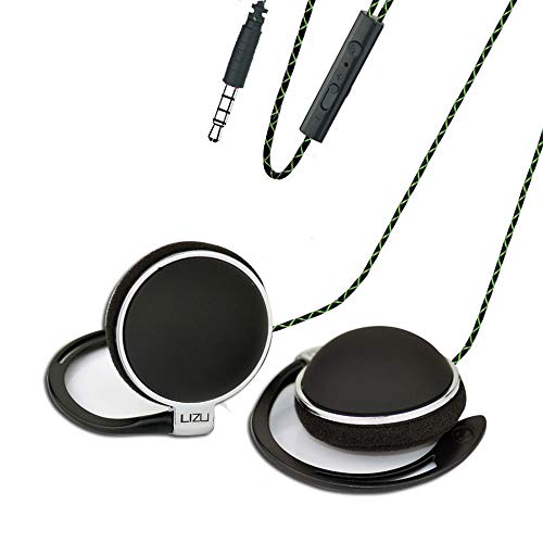 leqingchun Clip Type EarphonesďźPortable Stereophone Headphones,with Microphone and Call Controller Stereo Earphones,Suitable for Compatible with 3.5mm iPhone, Android Mobile Phone Black