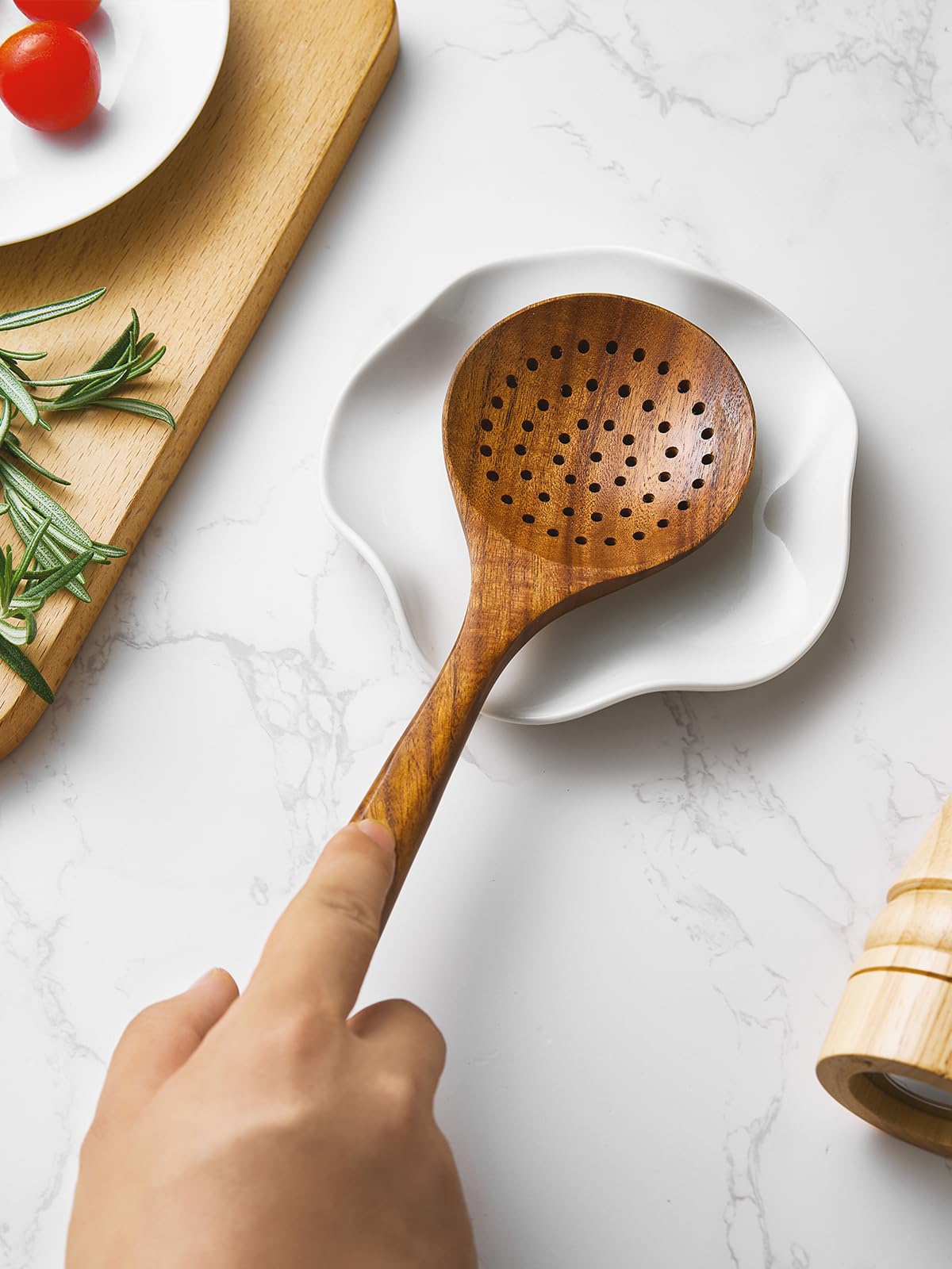 ABRUTY Spoon Rest for Stove Top, Ceramic Spoon Holder for Counter, Modern Farmhouse Decor Accessories for Spatula,Spoons (C-Marble, Flower-Shape)