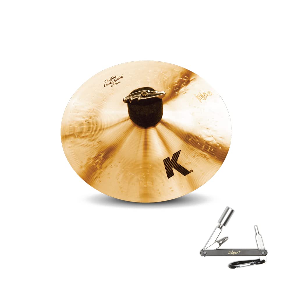 Avedis Zildjian Company Zildjian K0930 8inch K Custom Dark Splash Drumset Paper Thin Cymbal Soft Vol With ZKEY