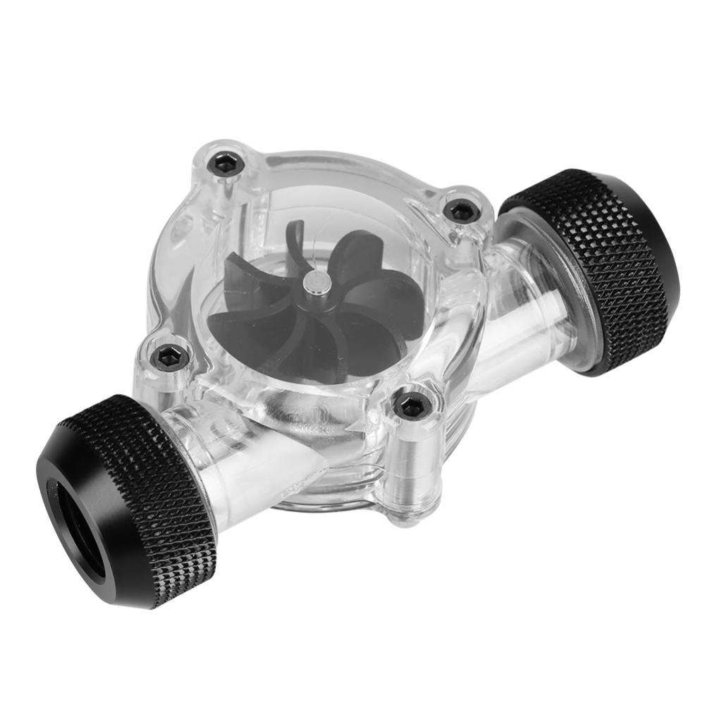 Female to Female Transparent Measuring Indicator G1/4" Water Meter 8 Impellers PC Water Cooling Flowmeter Tube Connectors Acrylic + Silicone(Black)