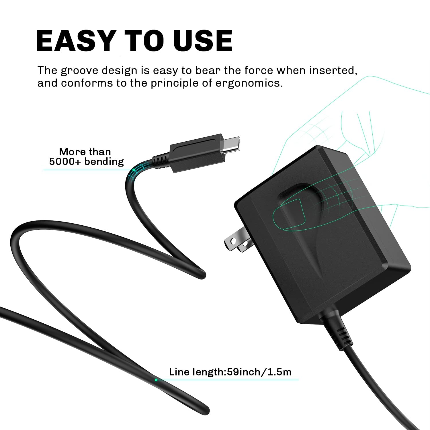 39W Charger for Nintendo Switch, VOYEE AC Adapter Fast Switch Charger Power Supply Compatible with Nintendo Switch/Switch Lite/Switch OLED | Supports TV Mode & Dock Station