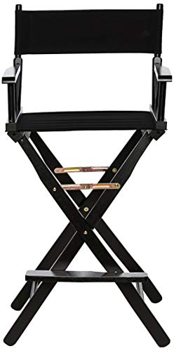 Casual Home Director's Chair ,Black Frame/Black Canvas,30" - Bar Height