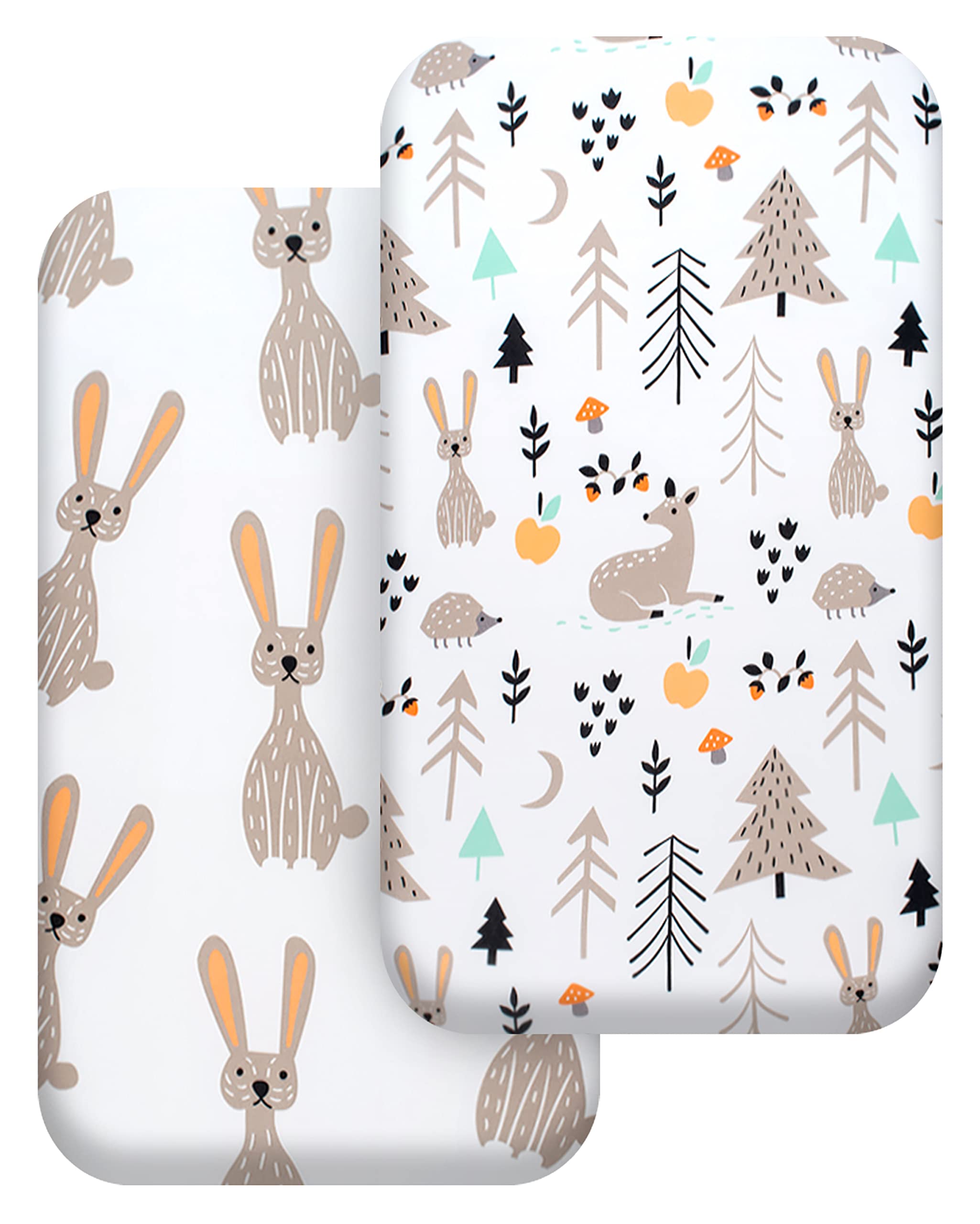 WOOLY HEROES MagicFit Bassinet Sheets: Adaptable 2-Pack for Baby Girls & Boys - Ultra-Soft, Versatile Fit for Halo, Hourglass, Rectangle & Oval Mattresses - Charming Woodland Design