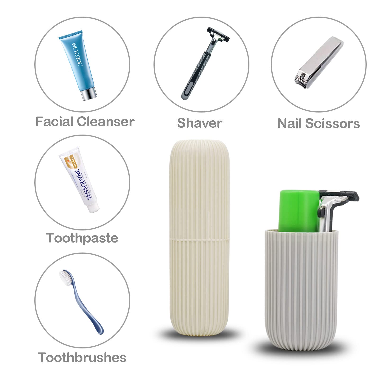 Jeopace Toothbrush Cup Portable Toothbrush Holder Multifunction Travel Cup Organizer Toothbrush Case and Carrier for Bathroom School Business Trip 2Pack