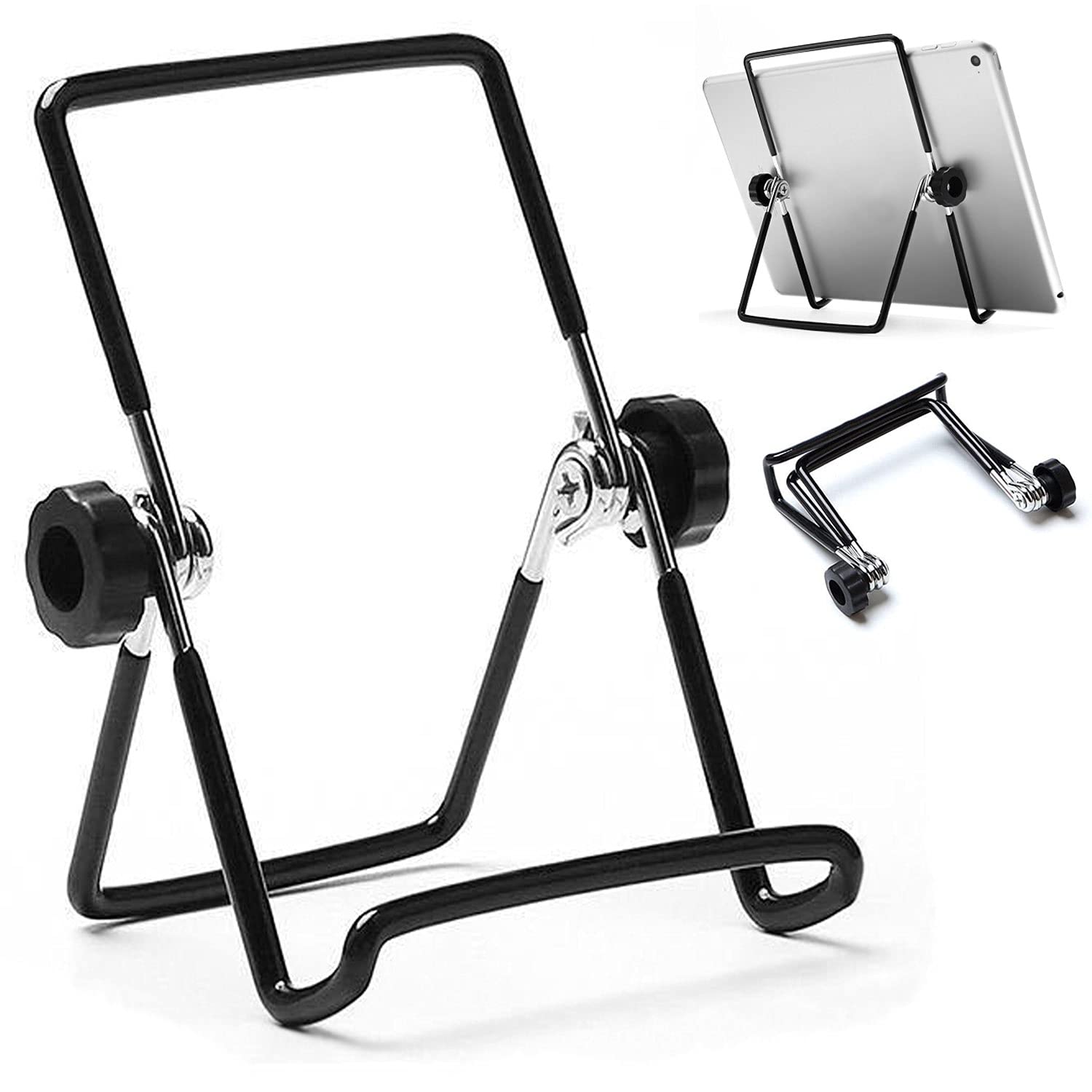 VOVIGGOL Adjustable Tablet Stand Holder, Non-Slip Foldable Holder Cradle Fit for 9-12.9" Tablets, iPad, Samsung and Kindle Fire, Display Stand Picture Frame Stand for Photos (Large Black)