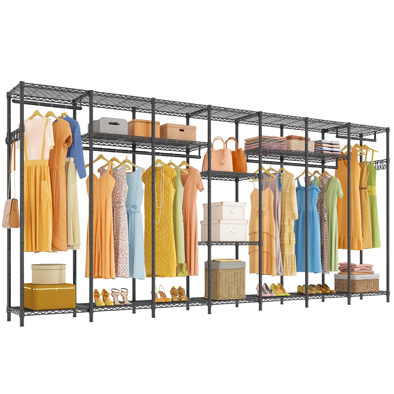 VIPEK Extra Large Garment Rack Heavy Duty Clothes Rack Freestanding Portable Closet Large Closet for Bedroom Storage Wardrobe Closet Organizer Wire Clothing Rack for Hanging Clothes Load 1740lbs