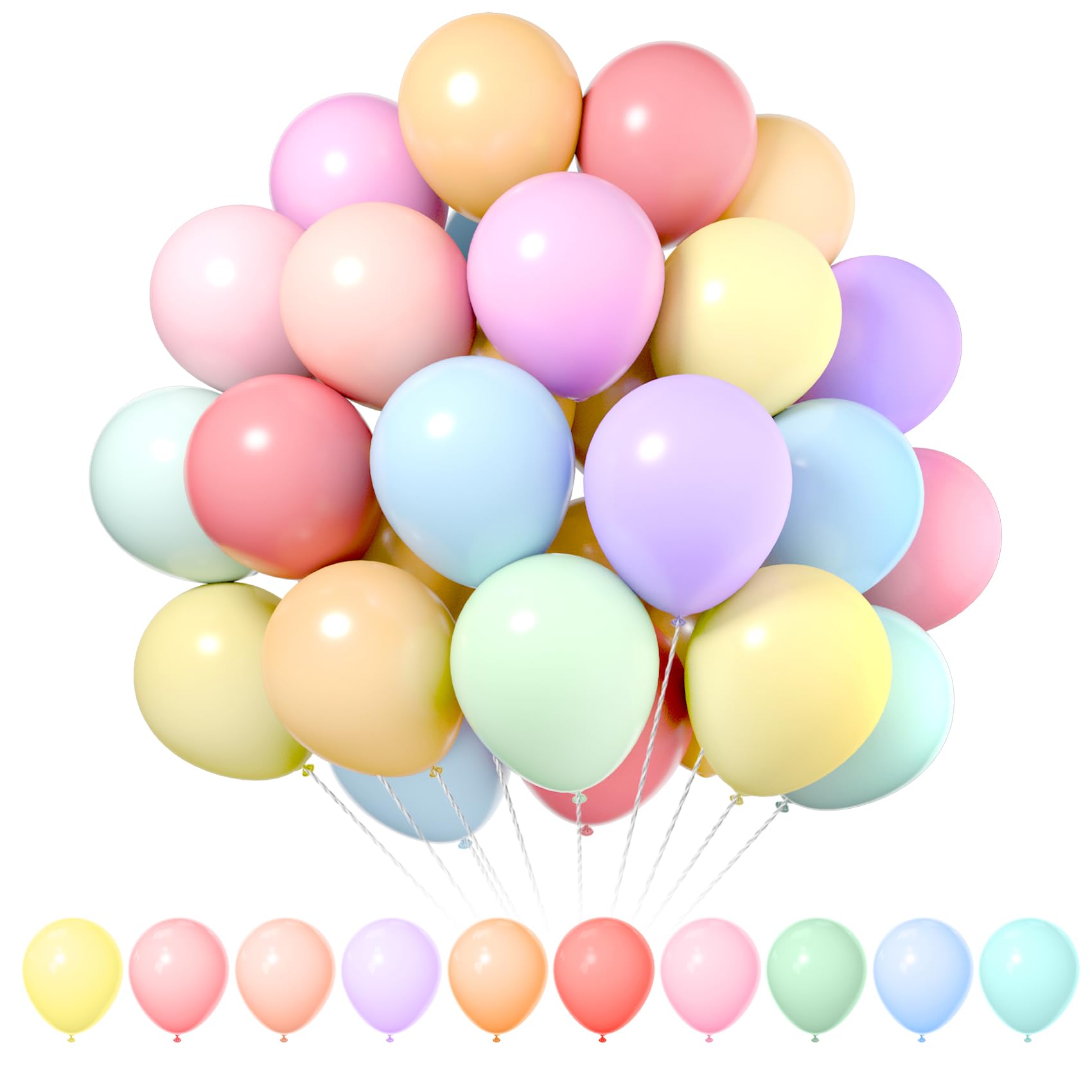 60Pcs Balloons 12 Inch Easter Balloons Pastel Balloons Macaron Balloons for Arch Decoration Balloons Assorted Colors Latex Balloons Matte Balloons Colorful Balloons for Wedding Graduation Baby Shower