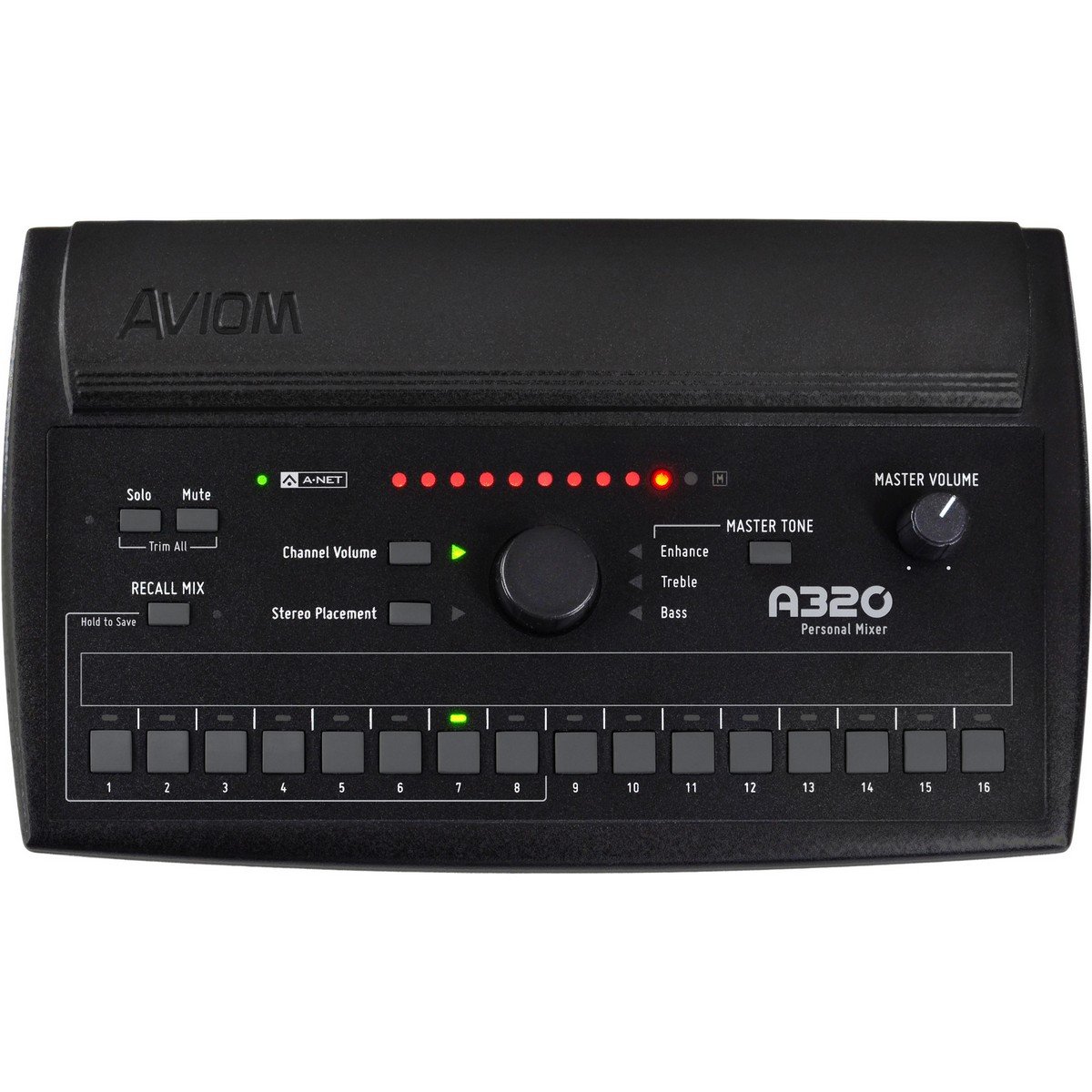 Aviom A320 Personal Mixer, Monitor 16 Mono or Stereo Sources, Eight Customizable Mix Presets, 3-Band Tone Control