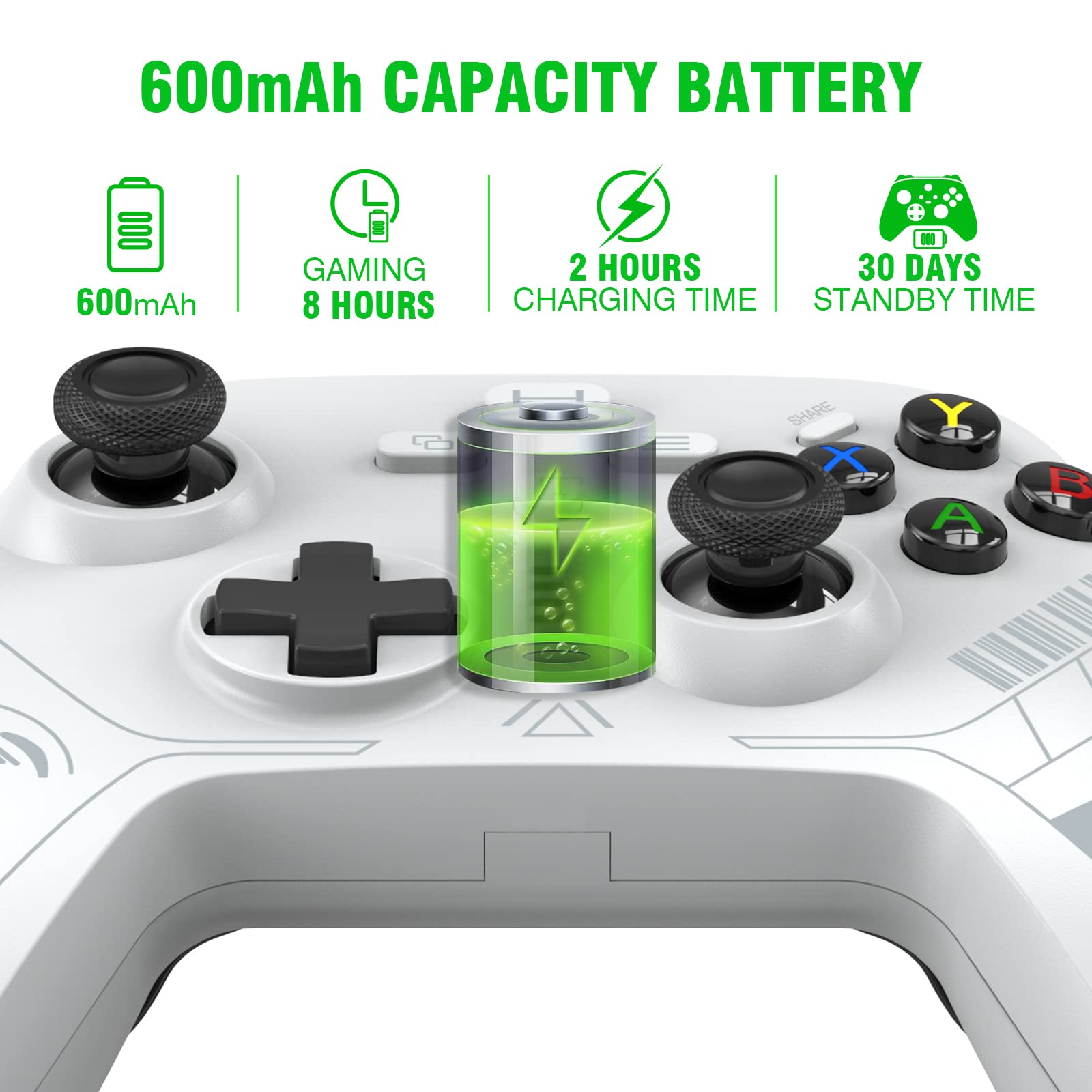 ABTKN Wireless Controller Compatible with Xbox One, Replacement for Xbox Series X|S and PC Windows 7/8/10/11 (Light White)