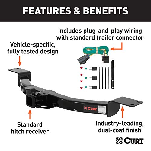 CURT 99313 Class 3 Trailer Hitch, 2-Inch Receiver, 4-Pin Wiring Harness, Select Buick Enclave, Chevy Traverse, GMC Acadia