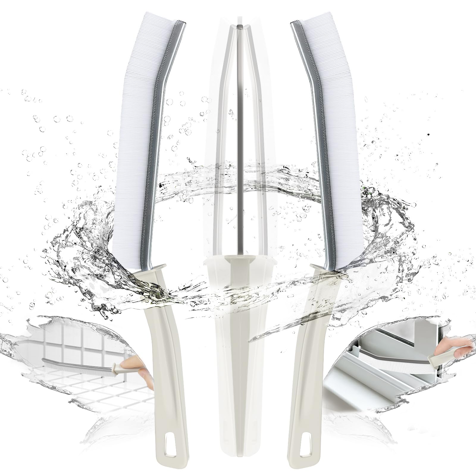 4Pcs Crevice Cleaning Brushes, Hand-Held Crevice Gap Cleaning Brushes Long Handle, Hard-Bristle Brush for Cleaning, Thin & Small Gap Brush for Kitchen Sink, Sliding Door Track & Dead Corners