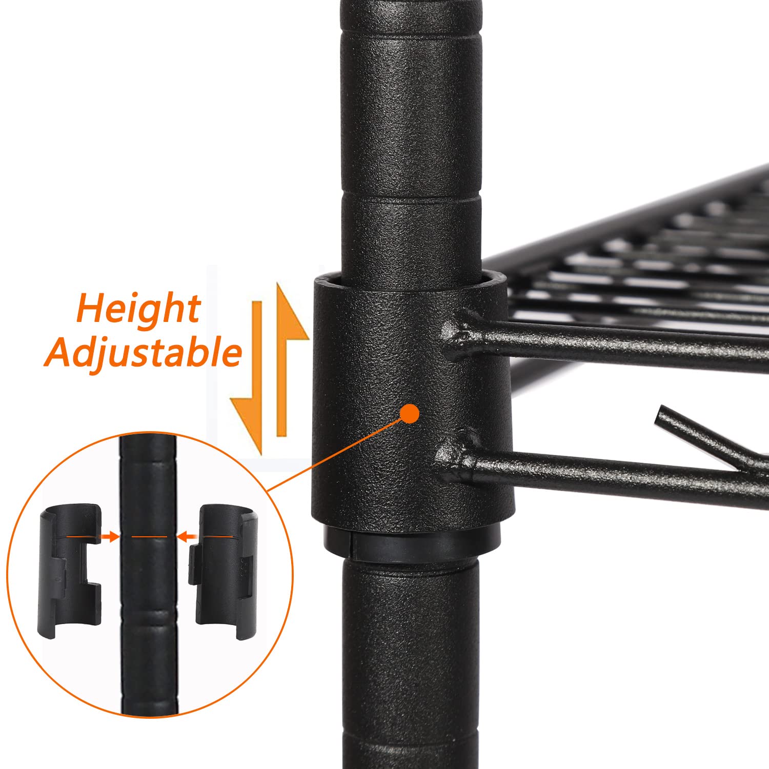 4-Shelf Adjustable Heavy Duty Storage Shelving Unit on 4 Wheel Casters, Metal Organizer Wire Rack for Laundry Bathroom Kitchen Pantry Closet, Black