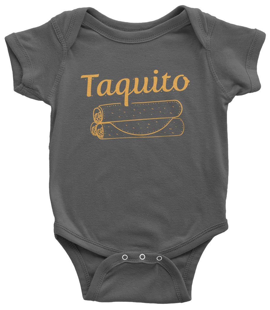 Threadrock Taquito | Baby Son or Daughter Infant Bodysuit | 6 Months, Charcoal