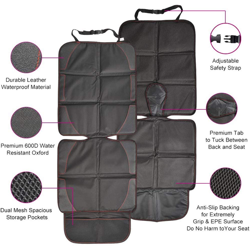 UCARE Child Car Seat Protector Waterproof Foldable Baby Seat Cover Protector for Child & Baby Cars Seats with Thickest Padding and Non Slip Backing (1)