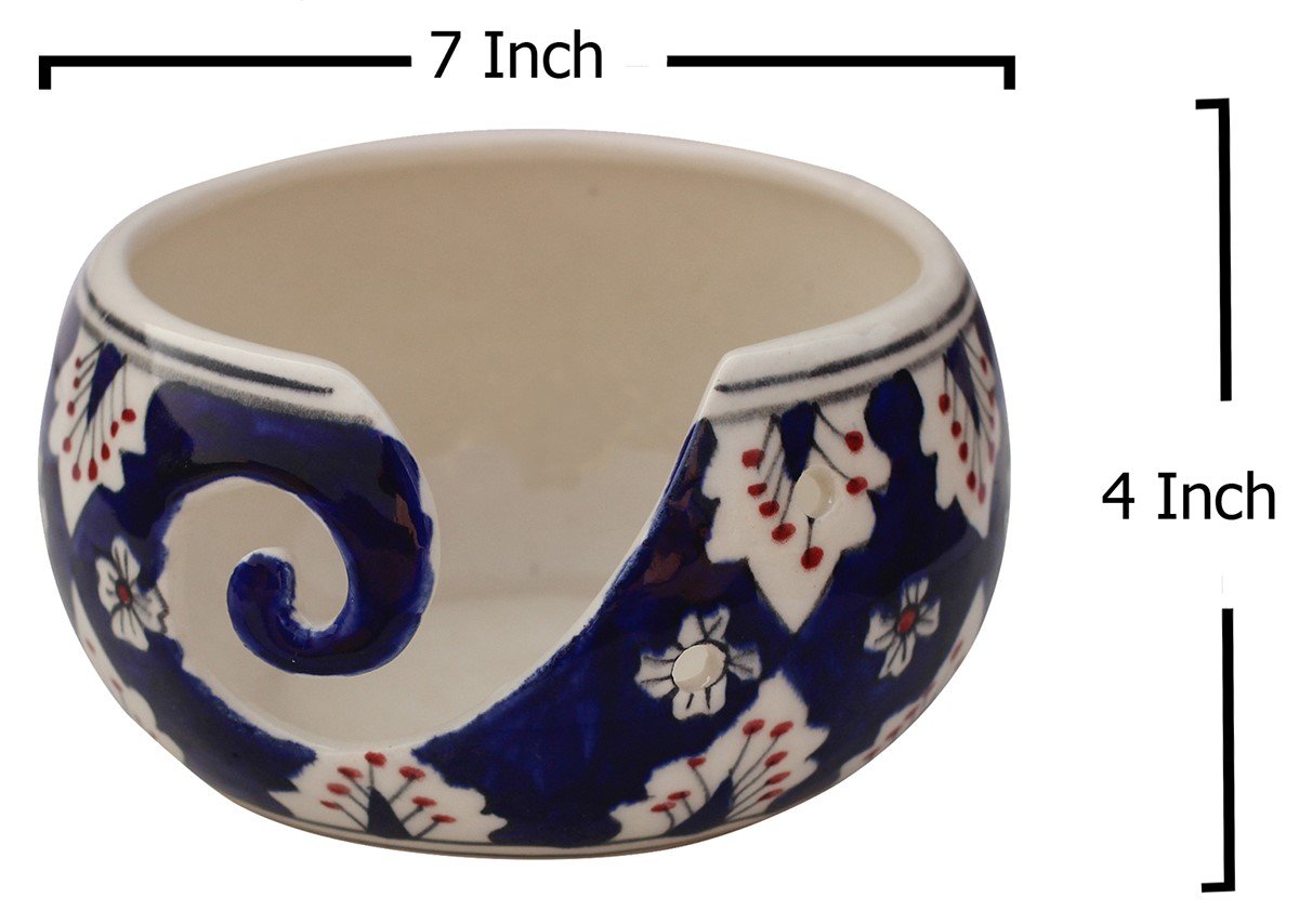 7-Inch Ceramic Yarn Bowl for Knitting and Crocheting with Smooth Spiral Outlet β Tangle-Free Yarn Organizer by ABHANDICRAFTS (AB-BOWL-022)