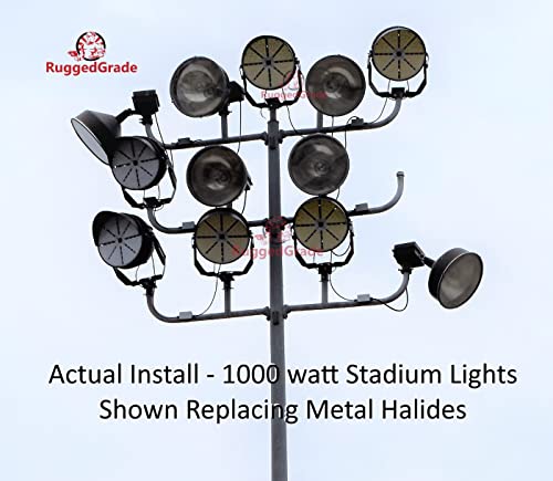 RuggedGrade 500 Watt LED StadiumPro III LED Stadium Lights - 66,500 Lumen LED Ballpark Lights - 5000K Bright White - 10KV Surge - 30 Degree - Flood Bracket