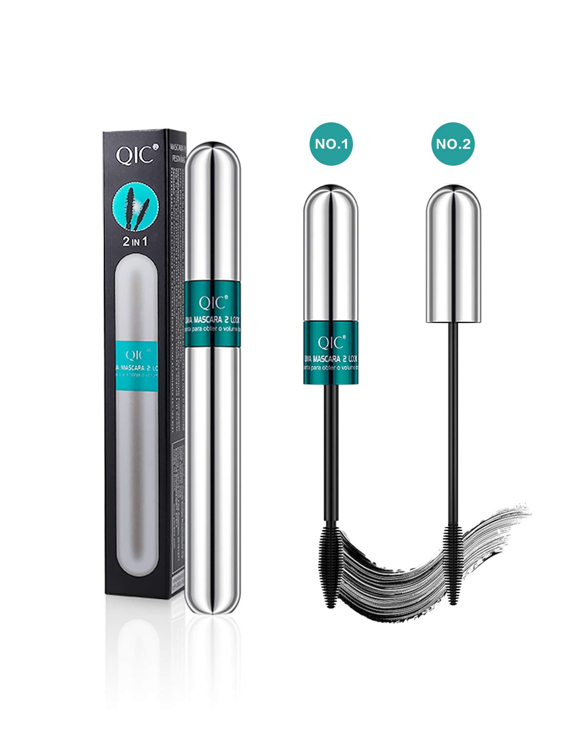 4D Silk Fiber Lash Mascara, 2 in 1 Thrive Mascara For Natural Lengthening And Thickening Effect(Pack of Dark Cyan)