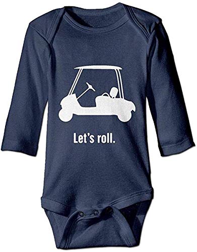Let's Roll Golf Cart Baby Bodsuit Long Sleeve Rompers Cotton Jumpsuit Outfits Navy, 0-6 Months