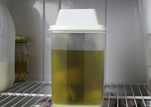 Home-X - Pickle Storage Container with Strainer Insert, The Ultimate Kitchenware Food Saver for Preserving and Keeping Edibles Fresh, White