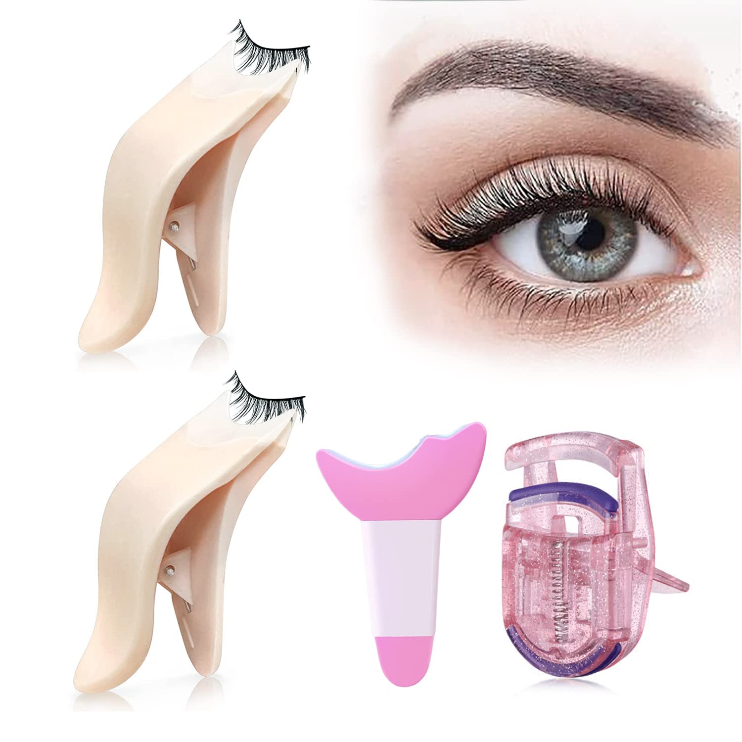 4Pcs Eurmali Eyelash Applicator Tool, Lash Clip Applicator with Silicone Clip Design, Portable Mini Lash Clip and Lash Applicator Tool, Beginner Friendly Eye Lash Separator Tool