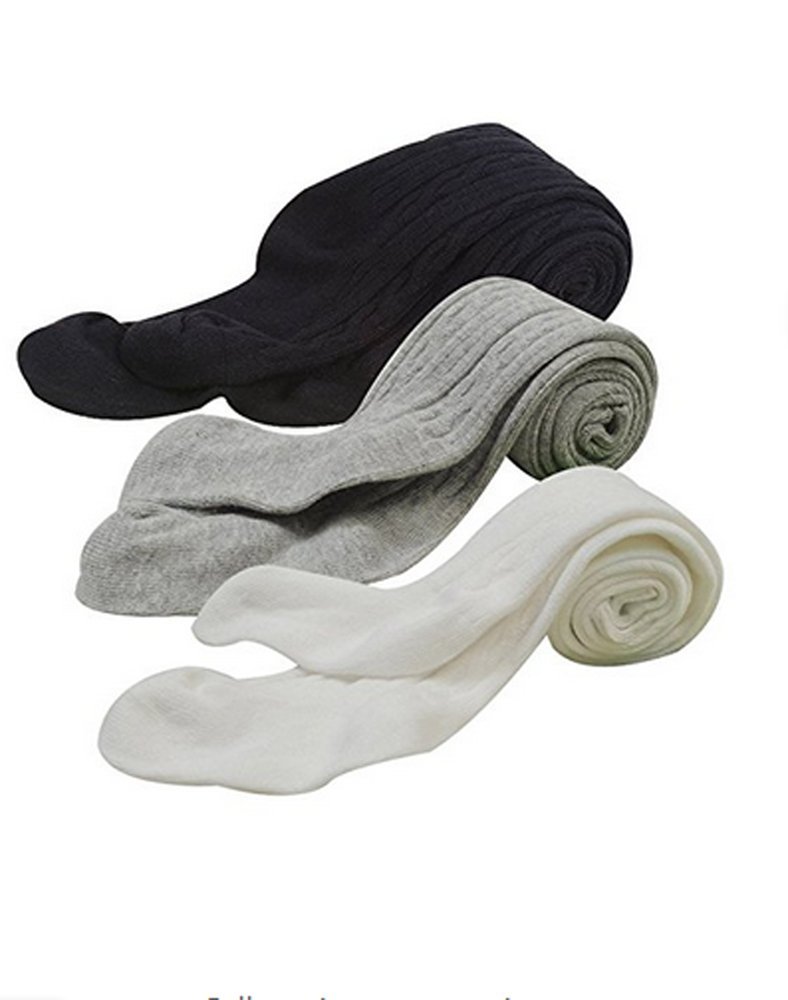 HLJgift 3 Pairs Baby Girls Boys Cotton Pants Tights Panties Stockings Leggings (4T/6T, black&white&grey)