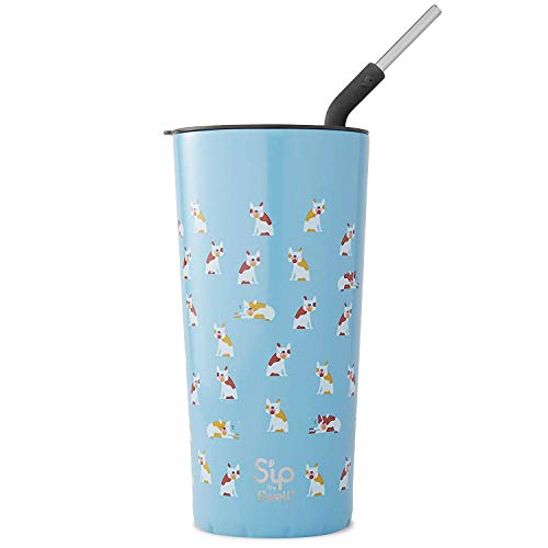 S'ip by S'well Stainless Steel Takeaway Tumbler - 24 Fl Oz - Frenchies Forever - Double-Layered Vacuum-Insulated Travel Mug Keeps Coffee, Tea and Drinks Cold for 16 Hours and Hot for 4