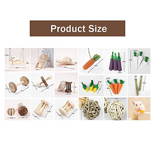 Bipily Hamster Chew Toys 12 Pack Natural Wooden Pet Toy Small Pets Teeth Care