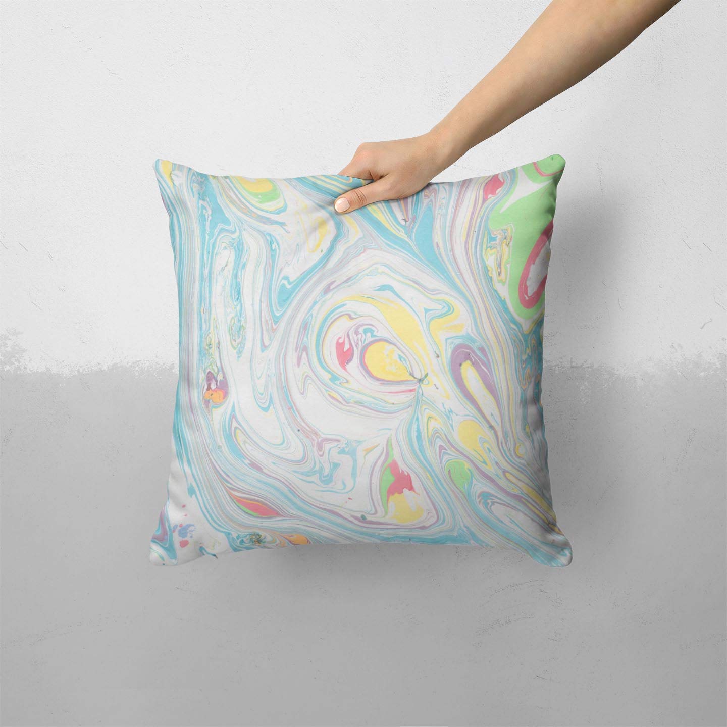 iiRov Marbleized Swirling Candy Colors - Custom Decorative Home Decor Indoor or Outdoor Throw Pillow Cover for Sofa, Bed or Couch Cushion (Pillow CASE Cover ONLY)