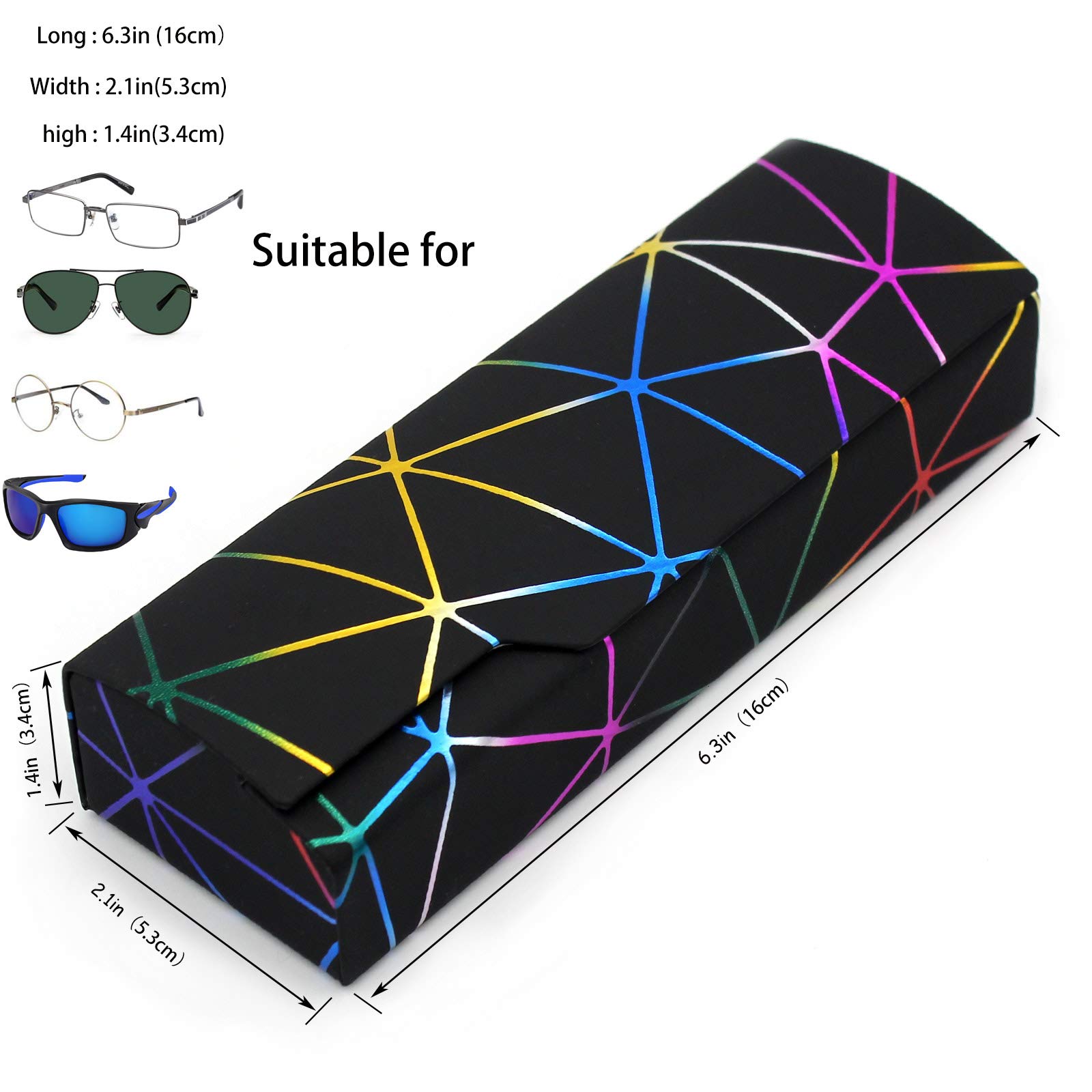Abwuulq- lattice dazzling glasses case,Portable protective case for glasses,Fashion glasses rigid cover,unisex… (black)