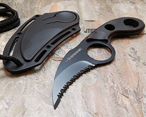5.5" Karambit Black MINI NECK Carbon Steel Sharp Tactical Fixed Blade Knife Claw Hunting Fishing Survival Necklace HK07