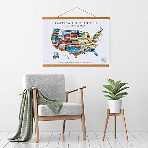 America The Beautiful USA Scratch Off Map + Magnetic Frame Kit- Interactive Travel Scratch Off Poster Reveals Beautiful Nature Photography - Beautiful Travel Map is a Great Gift for Travelers