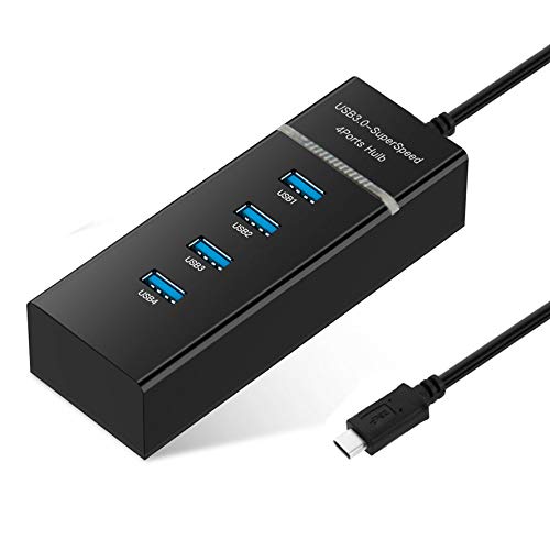 USB Hub Portable USB Hub 30cm USB-C/Type-C 3.1 Male to 4-Port USB 3.0 Adapter Hub, for Galaxy S8 & S8 + / LG G6 / Huawei P10 & P10 Plus/Xiaomi Mi 6 & Max 2 and Other Smartphones(Black)