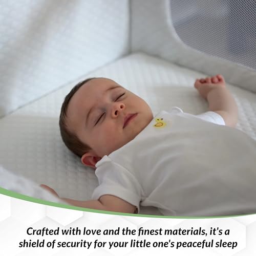 Bassinet Waterproof Mattress Protector - Size 13x29, (Water Repellent Vinyl Backing)