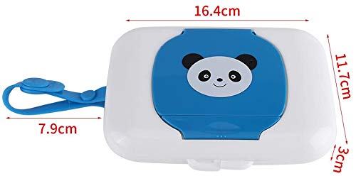 Wet Wipes Storage Box, Baby Portable Wipes Dispenser Travel Refillable Container for Car Bathroom Living Room Outdoor Use (White&Blue)