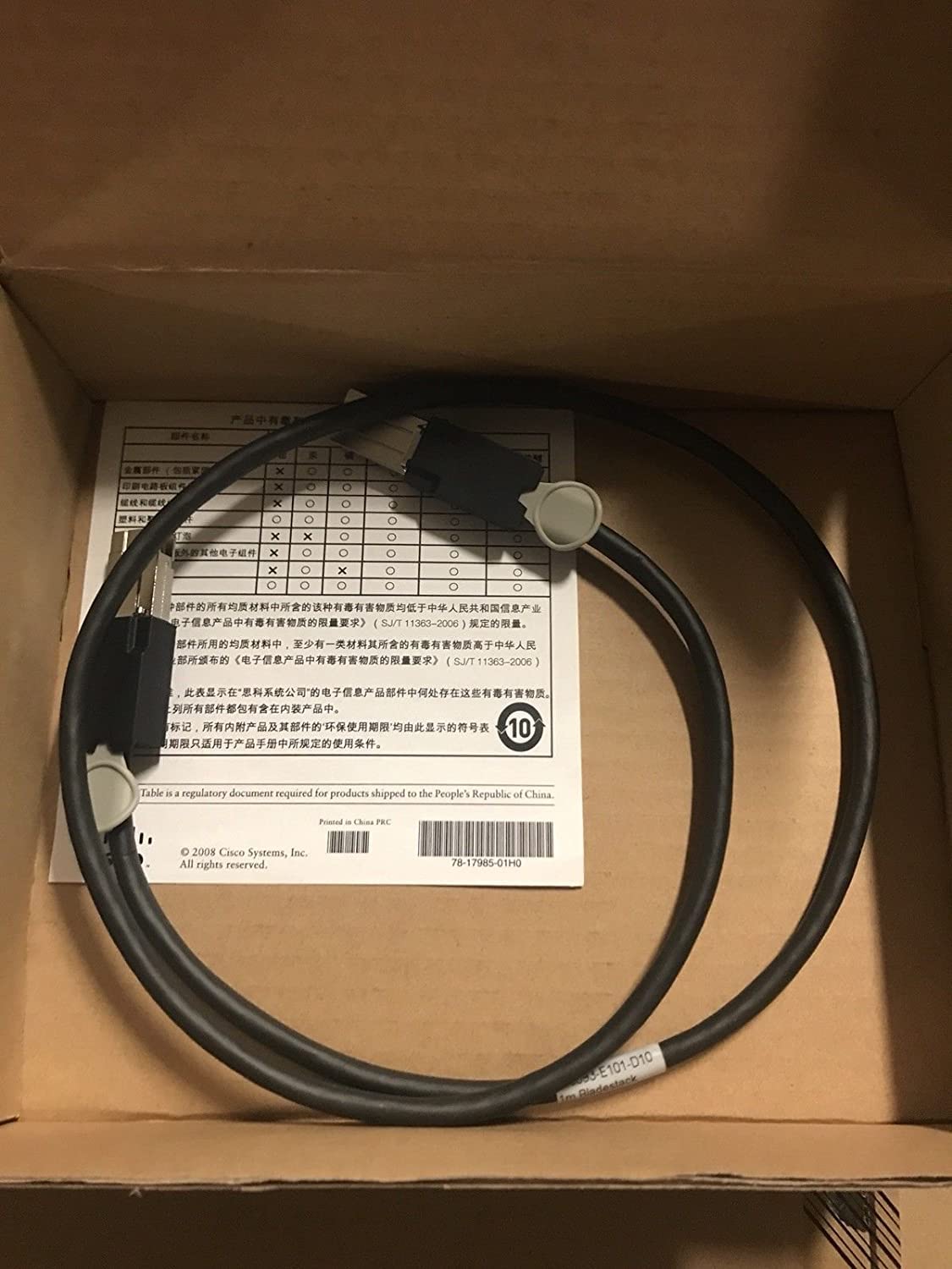 CAB-STK-E-1M=, Cisco C2960S-STACK C2960X-STACK FlexStack stacking cable 1 Meter