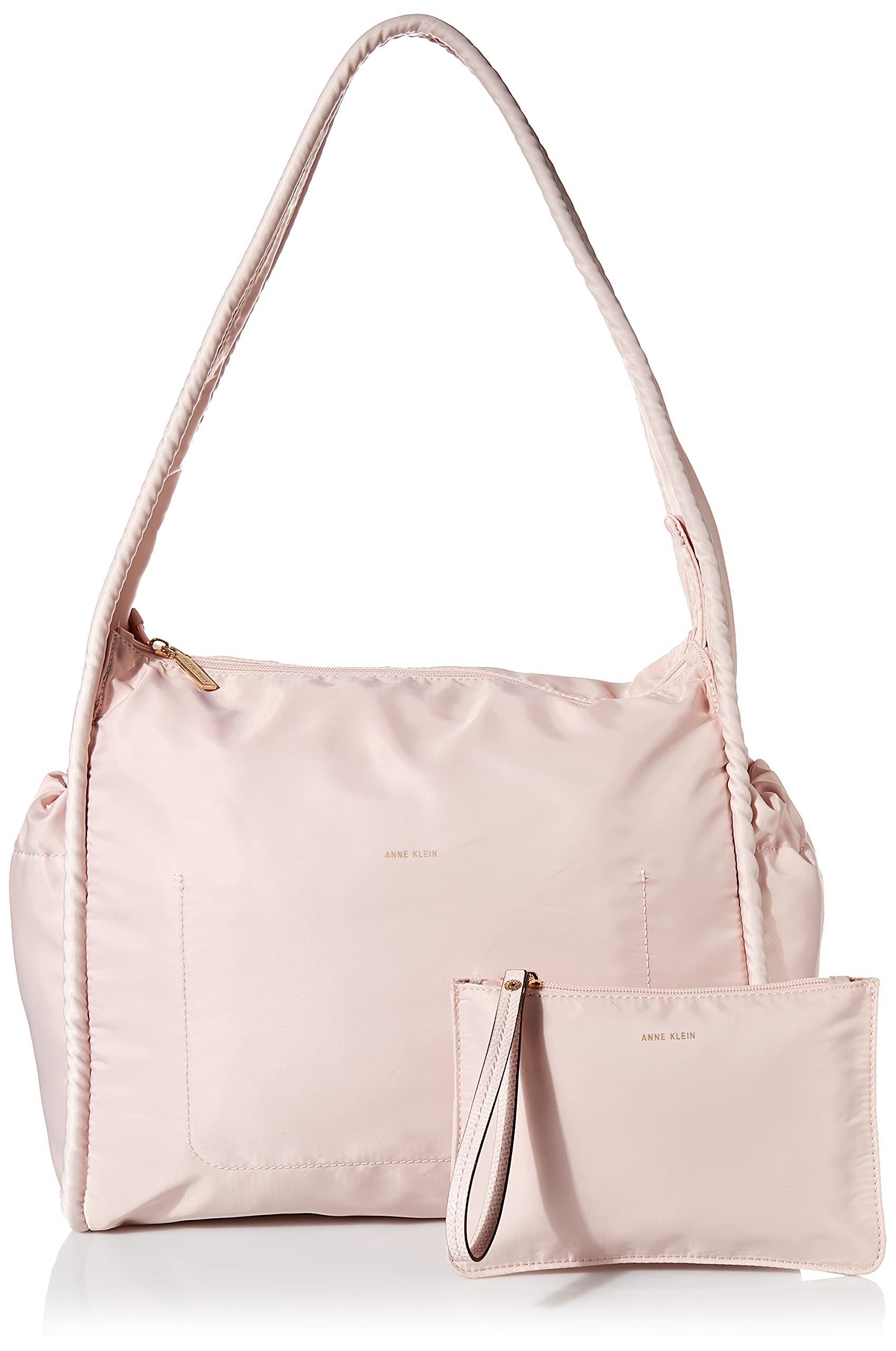 Anne Klein Soft Nylon Shoulder Hobo, Pink