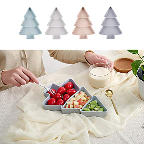 UPKOCH Fruit Plate Creative Christmas Tree Shape Dessert Plate Plastic Nuts Snacks Plates Portable Dishes Serving Tray (Grey)