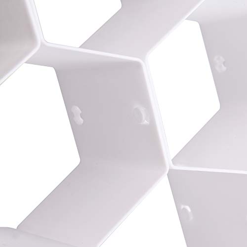 JIAKAI Honeycomb Drawer Organizer,Partition Bee Style Underwear Socks Bras Ties Belts Scarves Drawer Divider Cabinet Clapboard(White-8 pieces)