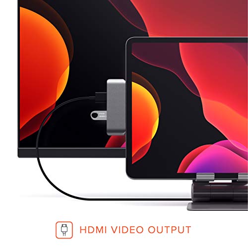 Satechi Type-C Mobile Pro Hub Adapter with USB-C PD Charging, 4K HDMI, USB 3.0 & 3.5mm Headphone Jack – for M2/ M1 iPad Pro, M1 iPad Air, iPad Mini and More (Space Gray)