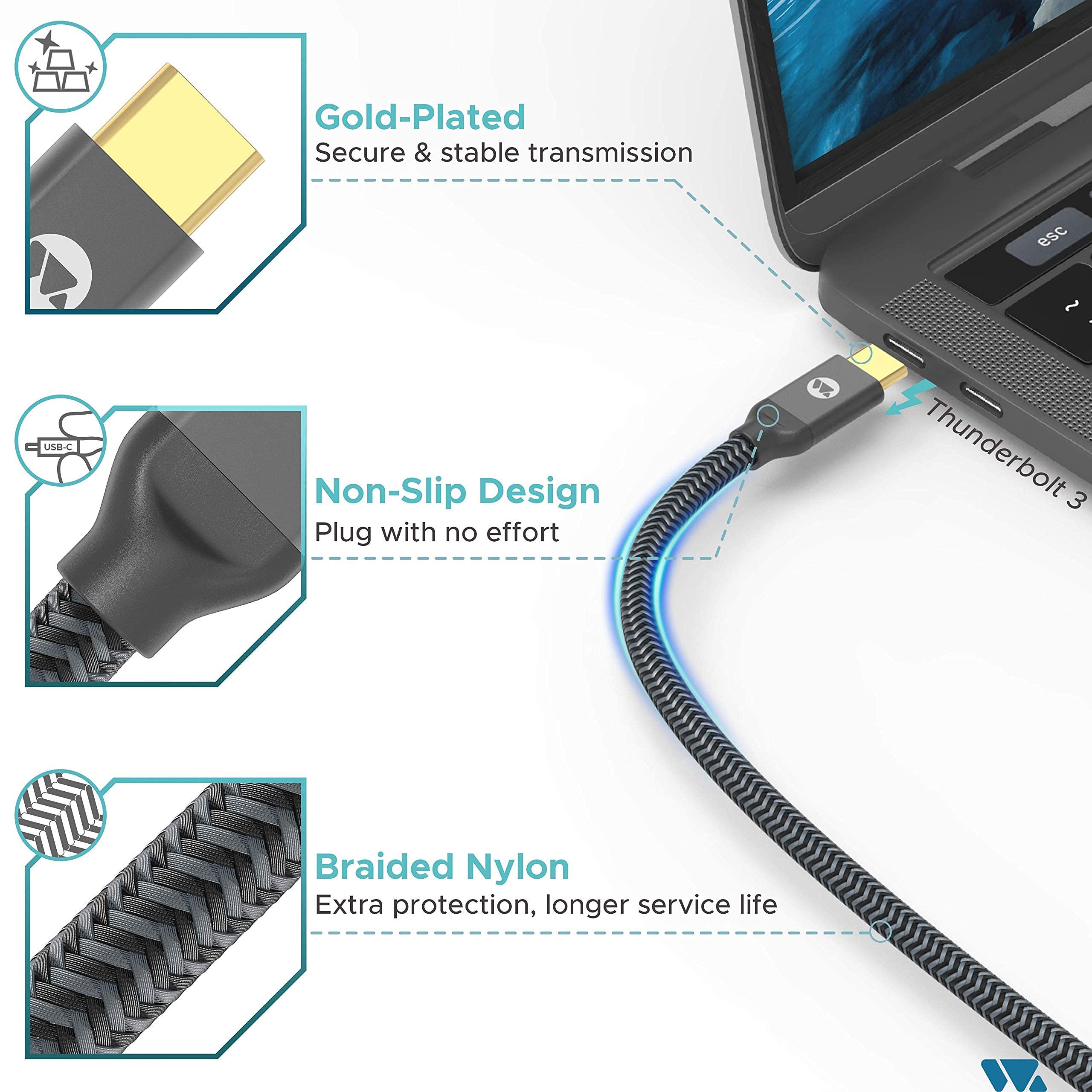 Warrky USB C to DisplayPort Cable (4K60Hz, 2K165Hz) + USB C to HDMI Cable (4K30Hz) Bundle